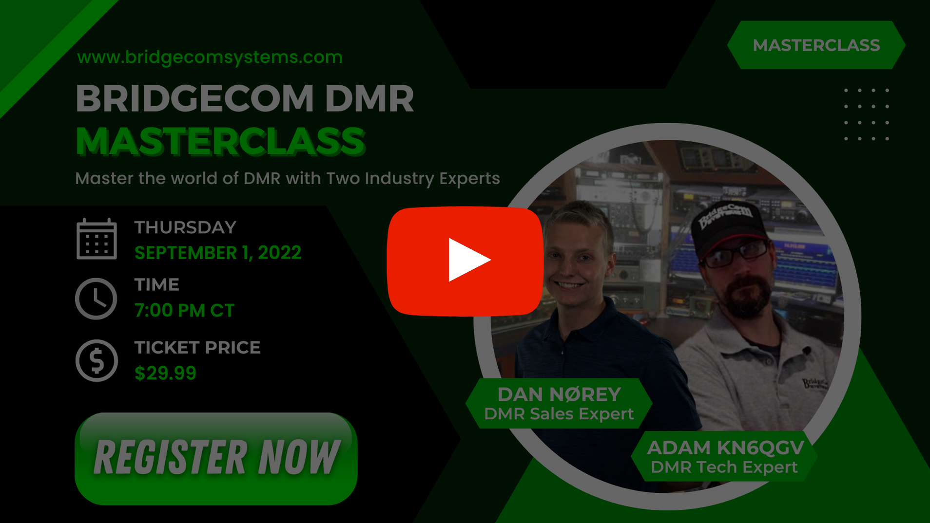 DMR Masterclass Workshop Preview - Coming to You LIVE Sept. 1st @7PM C — BridgeCom Systems