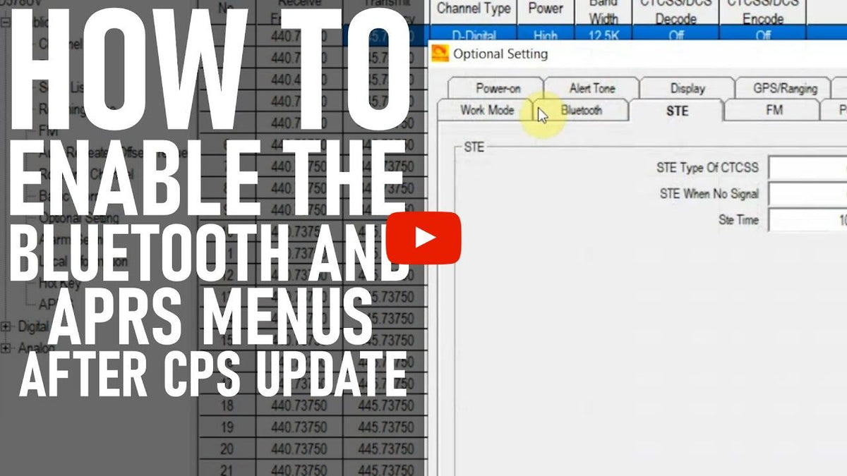 How to Enable APRS and Bluetooth Menus — BridgeCom Systems