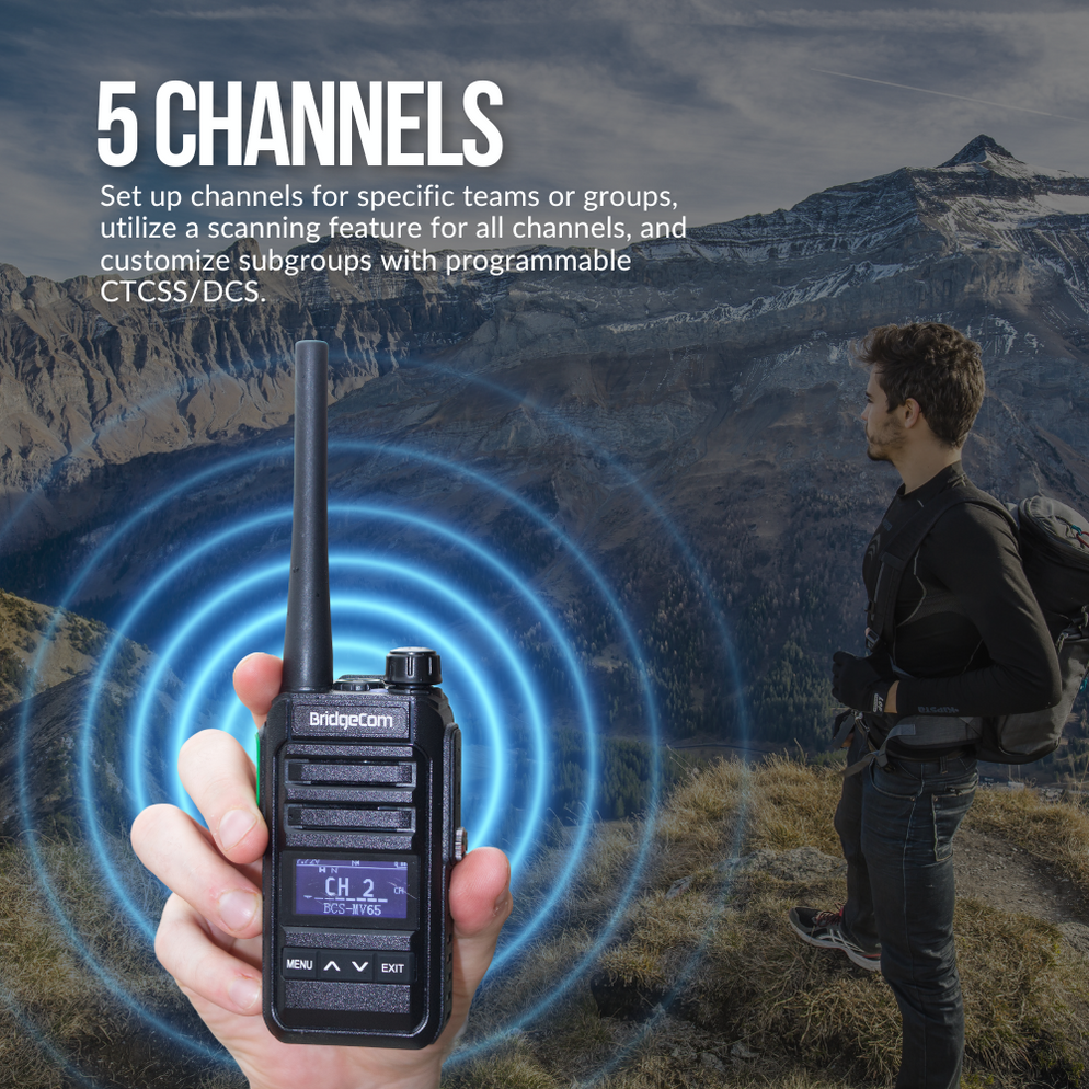 NEW! BridgeCom MV-65 Rugged Waterproof Heavy Duty Metal-Frame Walkie T ...